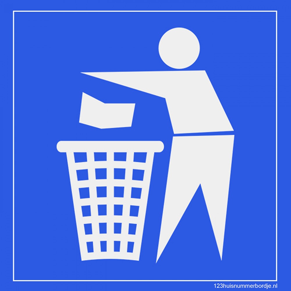 Afvalbak vuilnisbak werpen informatie borden